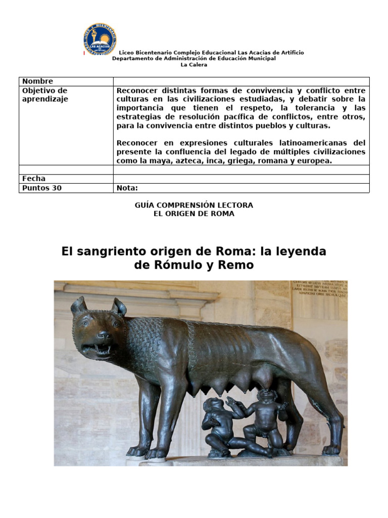 Guia Romulo y Remo | PDF | Romulus y Remus | Antiguedad clasica