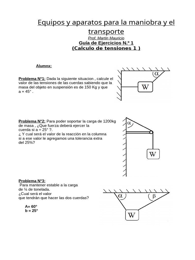 Guia de Ejercicios #1 Tensiones | PDF