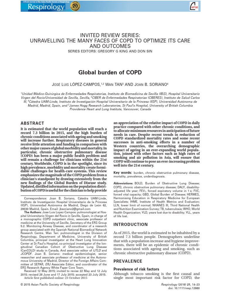 Global burden of COPD | PDF | Chronic Obstructive Pulmonary Disease ...