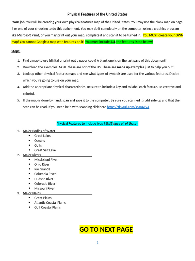 Physical Features of The United States Assignment 24-25 | PDF | Computing