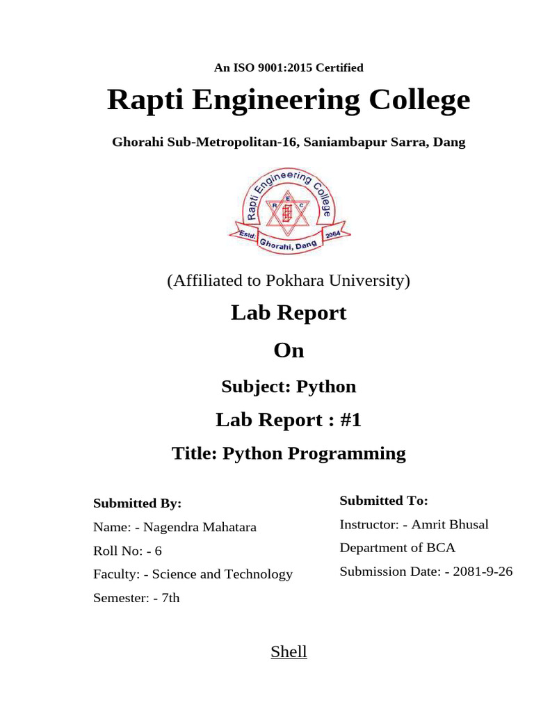 Rapti Lab Report Python (Nagendra) | PDF | Class (Computer Programming) | Parameter (Computer ...