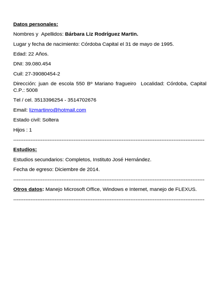 Curriculum Vitae (Barbara Martin) | PDF