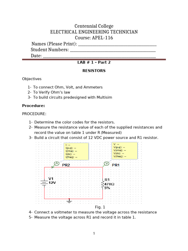 Electrical Engineering Lab: Resistors | PDF