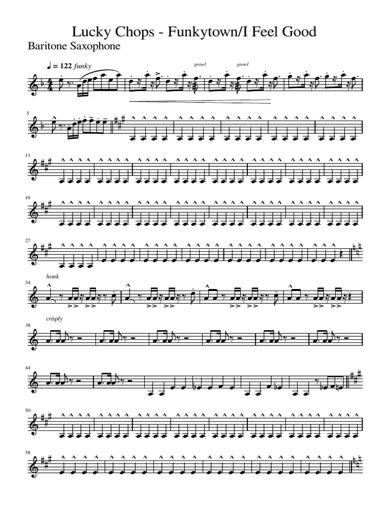 FunkytownI Feel Good - Lucky Chops - Kopiraj-Baritone Saxophone | PDF ...