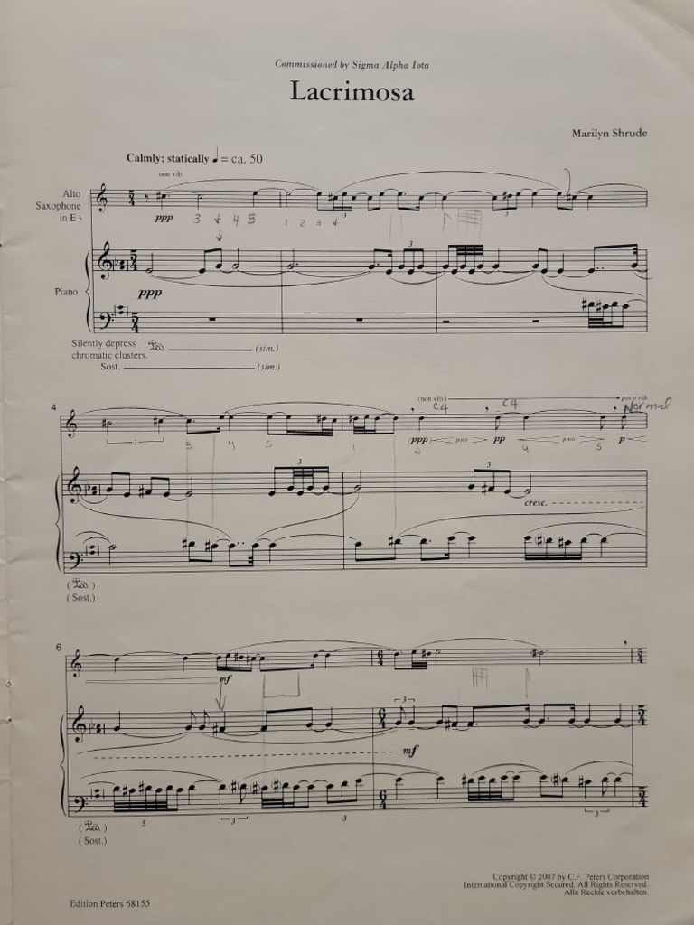 Shrude Lacrimosa Sax and Piano | PDF