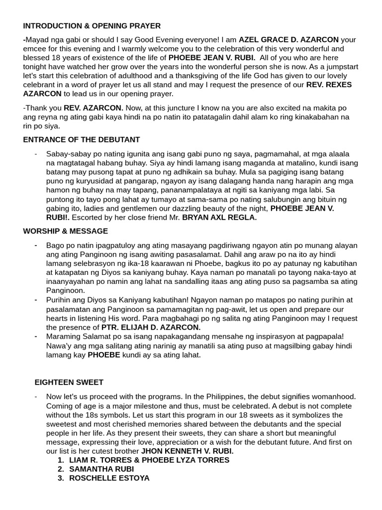 script for DEBUT | PDF