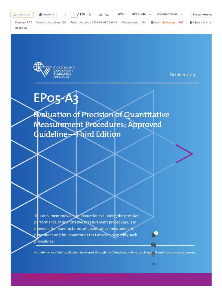 CLSI EP05-A39 Evaluation of Precision of Quantitative Measurement ...