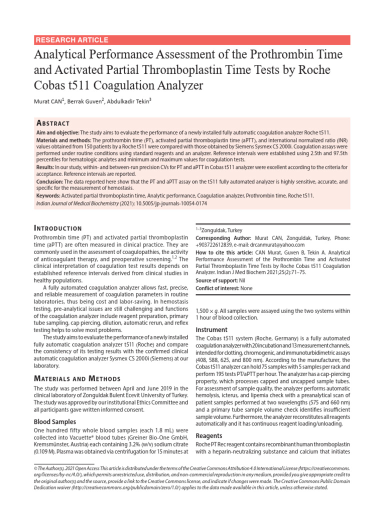 3. CAN Murat Et Al. 2021 Analytical Performance Assesment of the ...