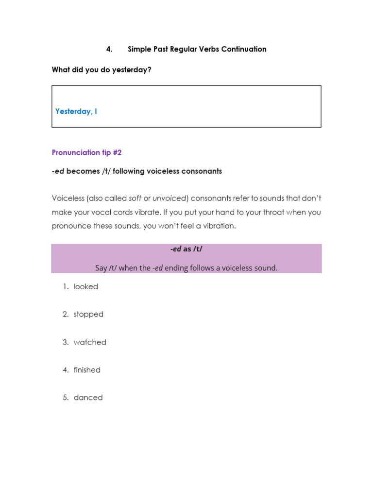 Simple Past Regular Verbs | PDF