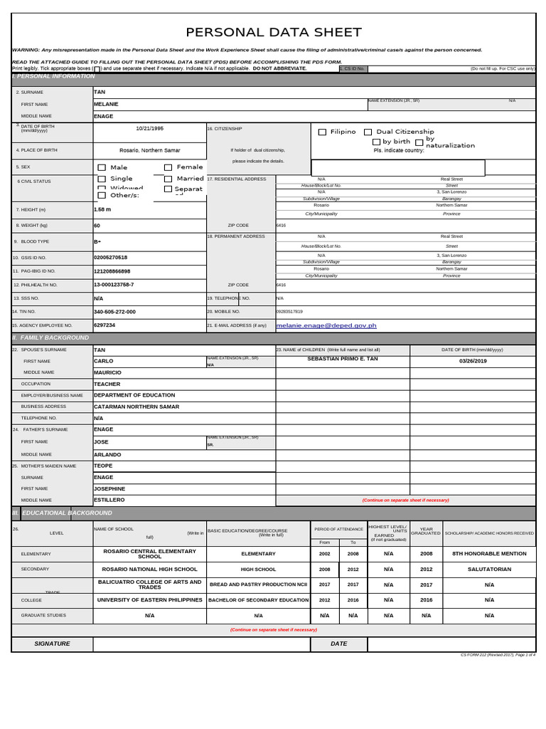 PDS - Melanie.1 - Updated As of 2024 - Final | PDF | Affidavit