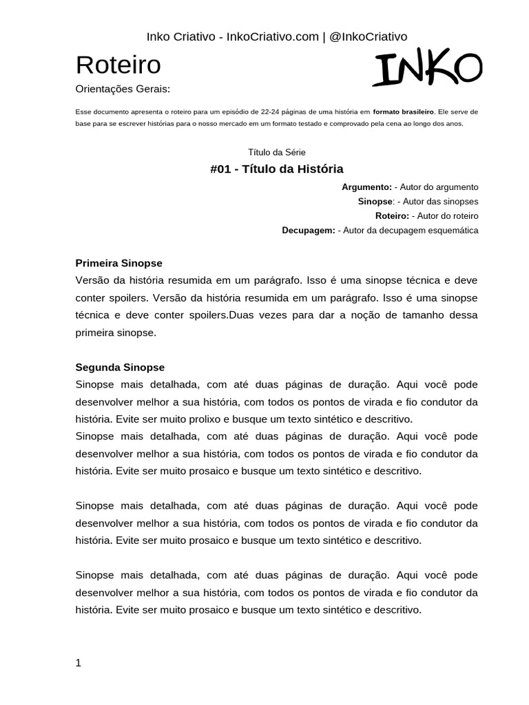 RECINKO - Modelo de Roteiro | PDF | Roteiro | Abstract (resumo)