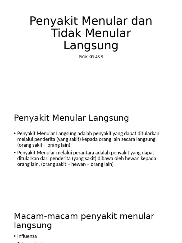 Penyakit Menular Dan Tidak Menular Langsung | PDF