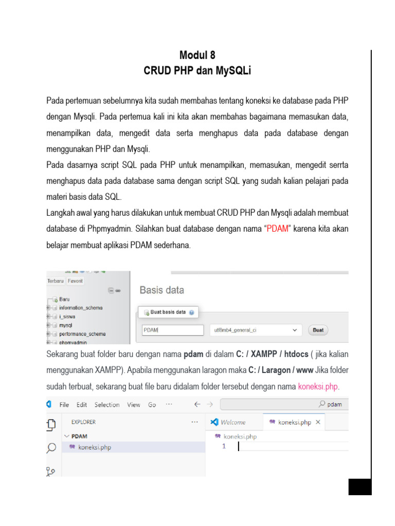 CRUD PHP dan MySQLi untuk Aplikasi PDAM | PDF