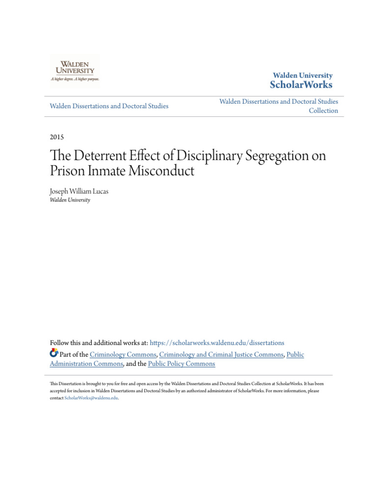 The Deterrent Effect of Disciplinary Segregation On Prison Inmate | PDF ...