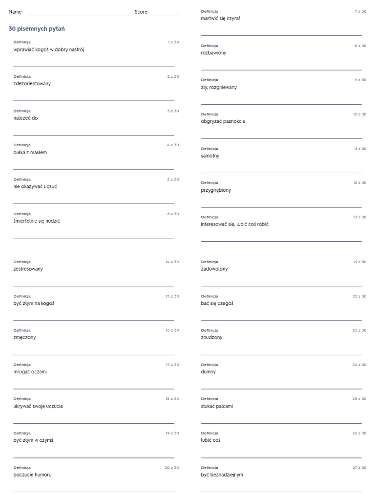 kl.7 Kartkówka 2 Repetytorium Ósmoklasisty Pearson Unit 1 - Quizlet | PDF