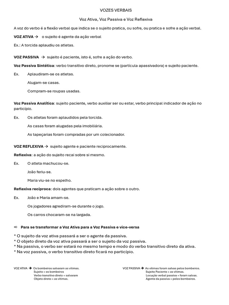 Vozes Verbais Esquema Pdf