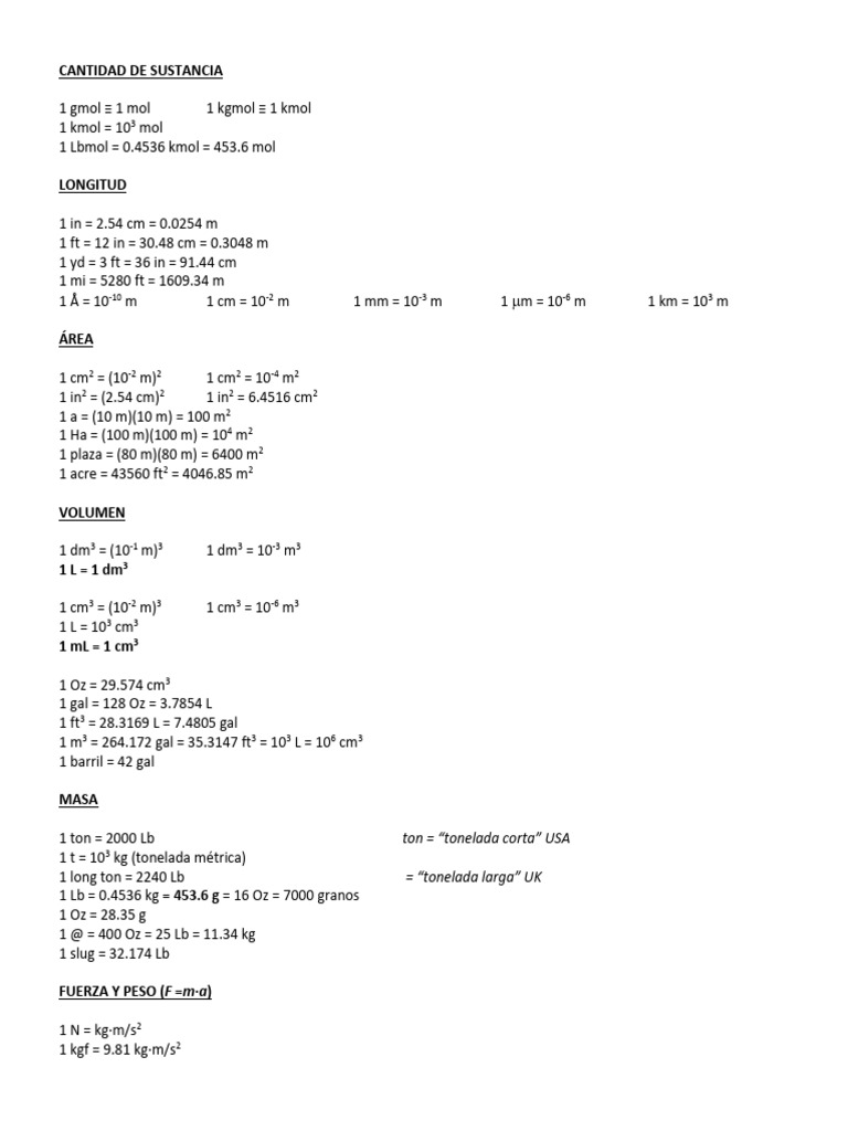 UN F Factores Conversion | PDF | International System Of Units | Quantity