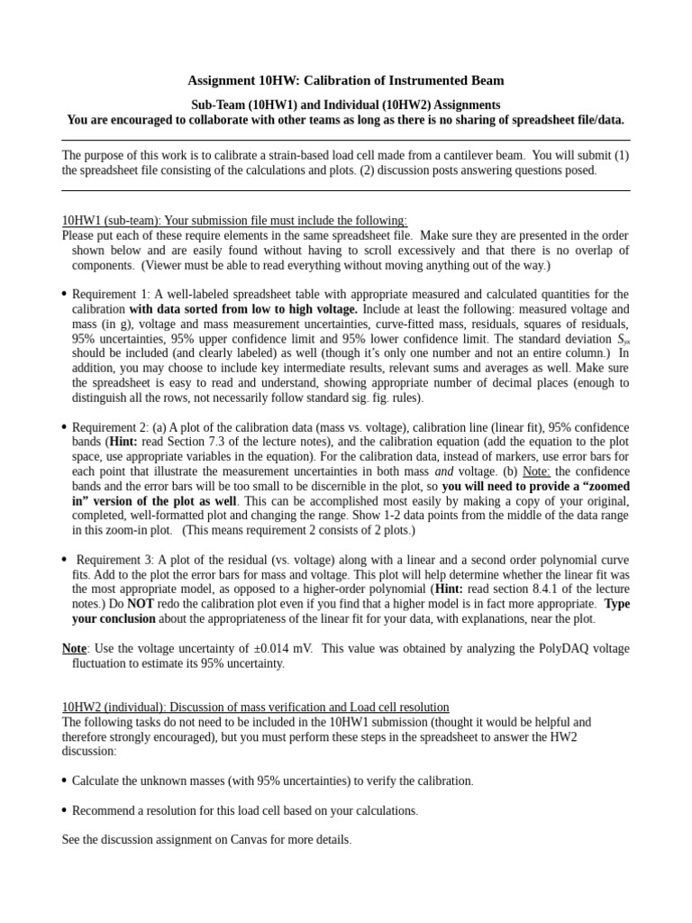 Assignment 10HW - Strain | PDF | Calibration | Linear Regression