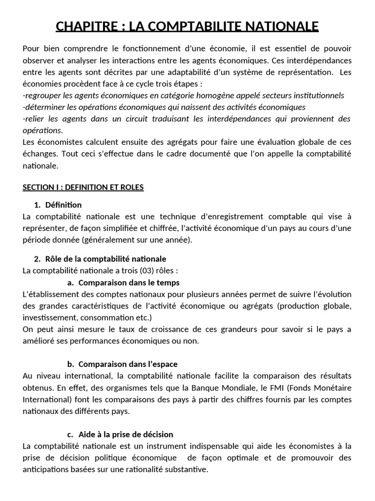 Introduction à la comptabilité nationale | PDF | Comptabilité nationale ...
