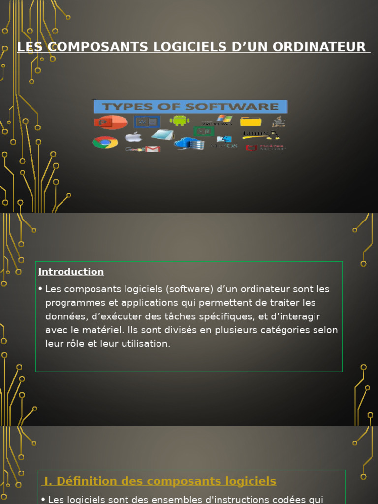 Les Composants Logiciels D'un Ordinateur | PDF | Système d'exploitation | Logiciel