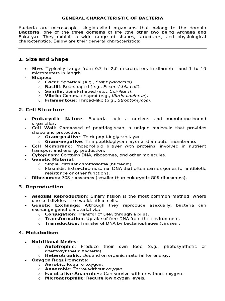 General Characteristics of Bacteria | PDF | Bacteria | Biofilm