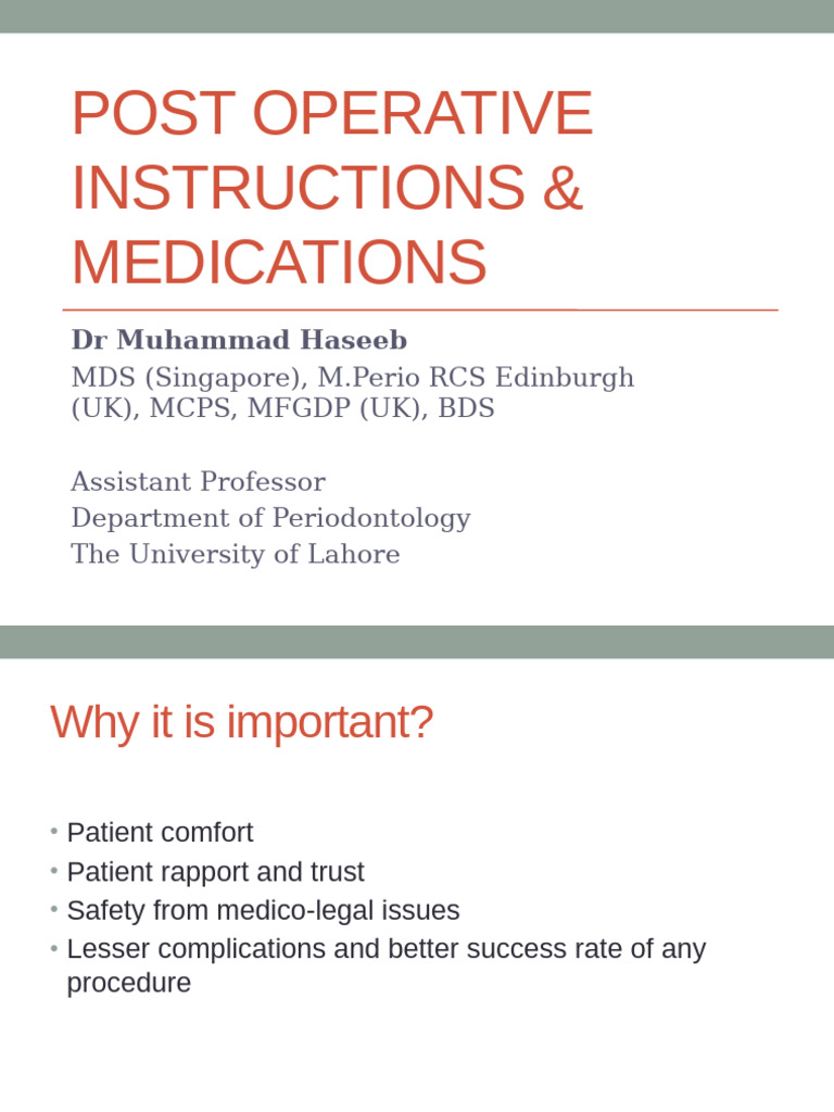 35. Post op instructions and medications | PDF | Medical Specialties ...