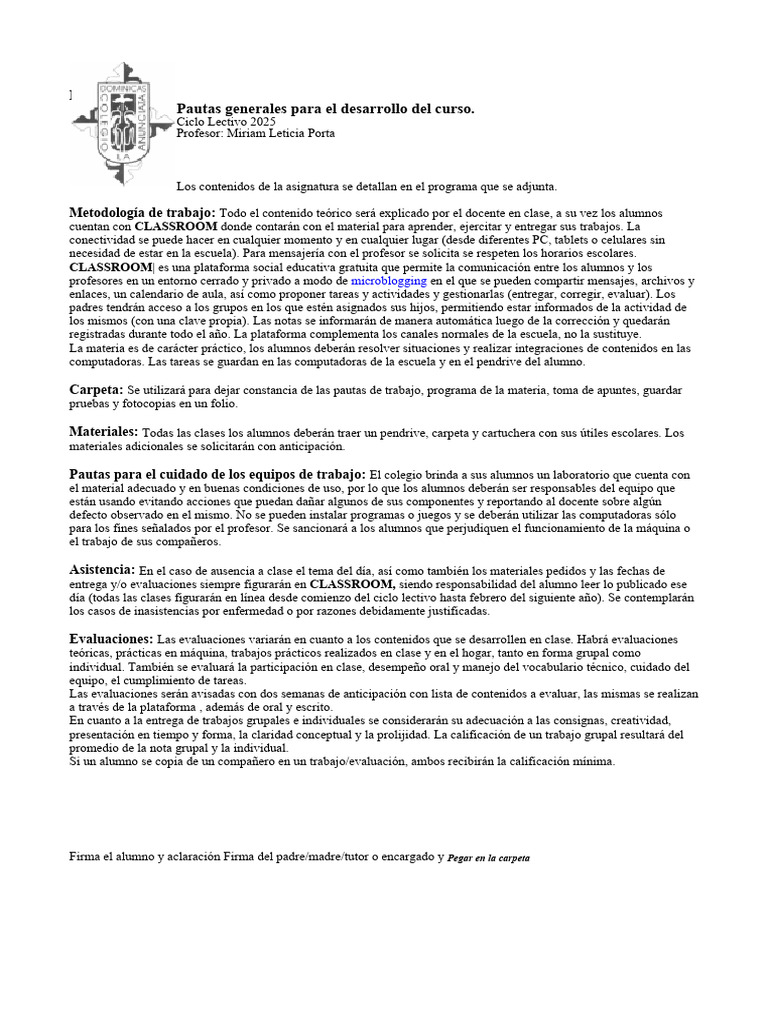 Pautas de Trabajo 2025 | PDF | Escuelas | Aprendizaje