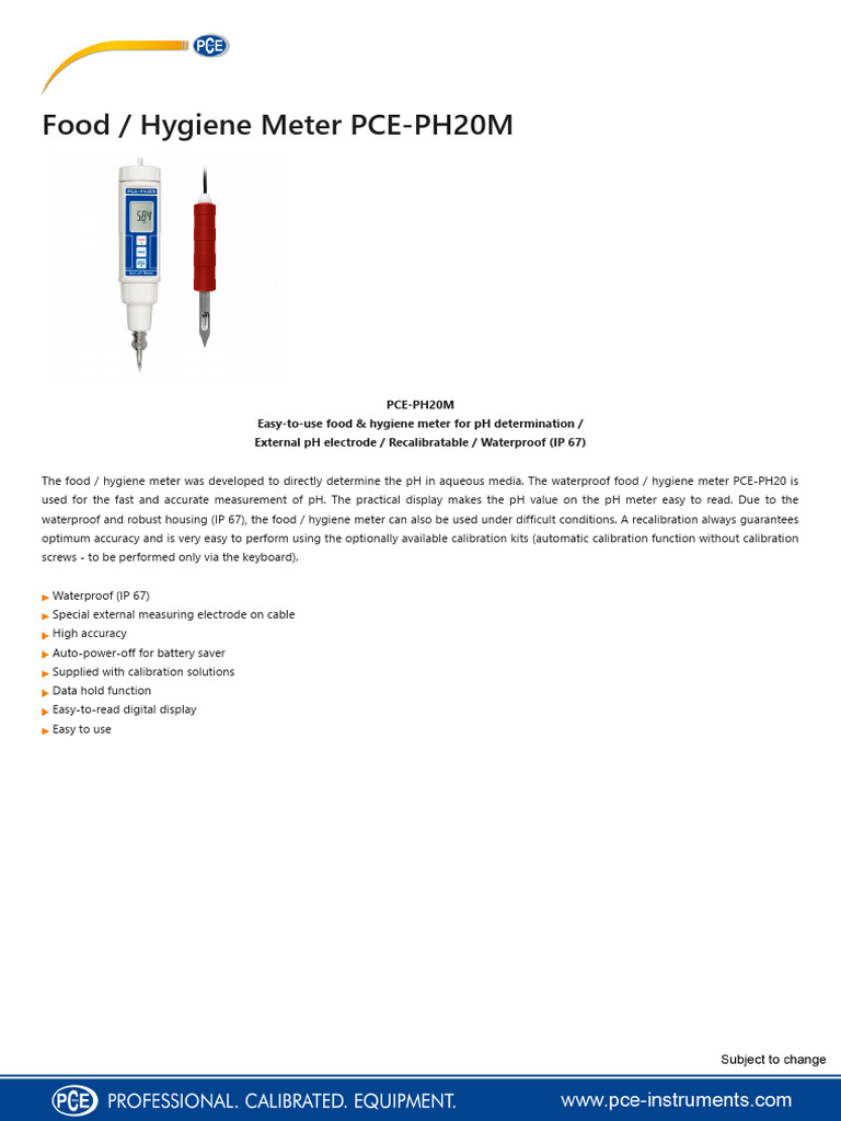 Data Sheet Pce Ph20m Pce Instruments | PDF