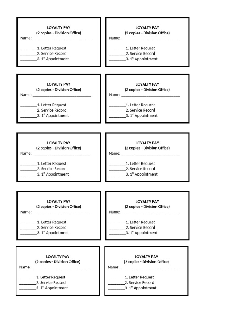 Checklist For Loyalty Pay | PDF