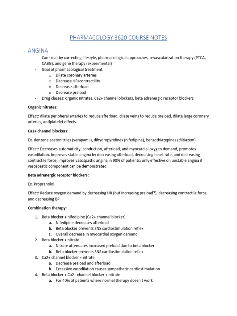 Pharm 3620 Course Notes | PDF | Cholesterol | Chronic Obstructive ...