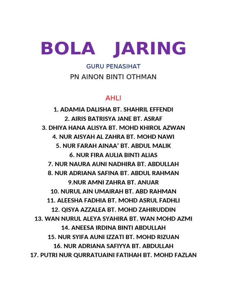Bola Jaring 2024 | PDF