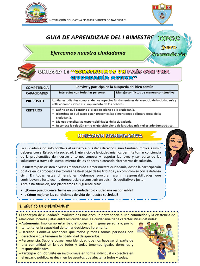 GUIA DE APRENDIZAJE DPCC 3º 2024 | PDF | Ciudadanía | Pubertad