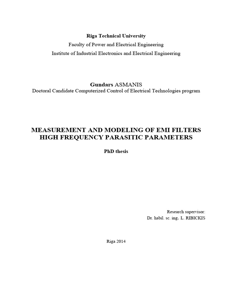Measurement and Modeling of Emi Filters | PDF | Electromagnetic ...