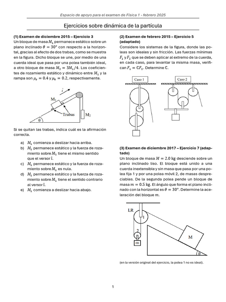 Espacio de Apoyo - Lista de Ejercicios Clase 2 | PDF | Fuerza | Cantidades fisicas