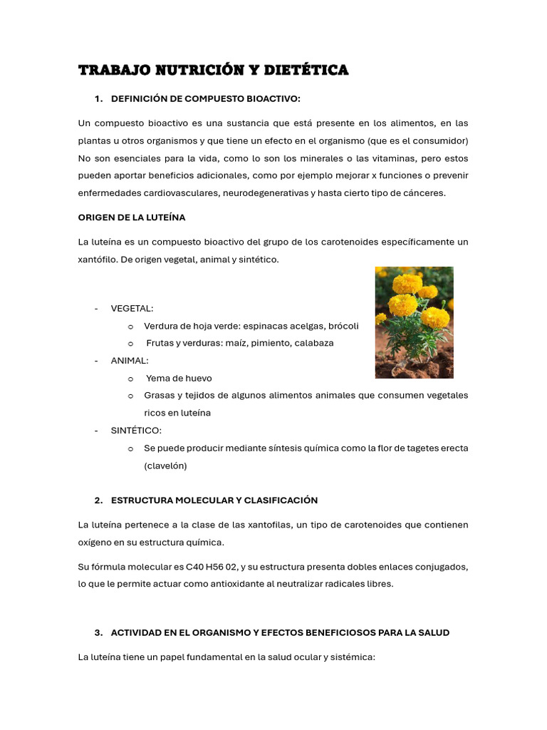 Beneficios de la Luteína en la Salud Ocular | PDF | Antioxidante ...