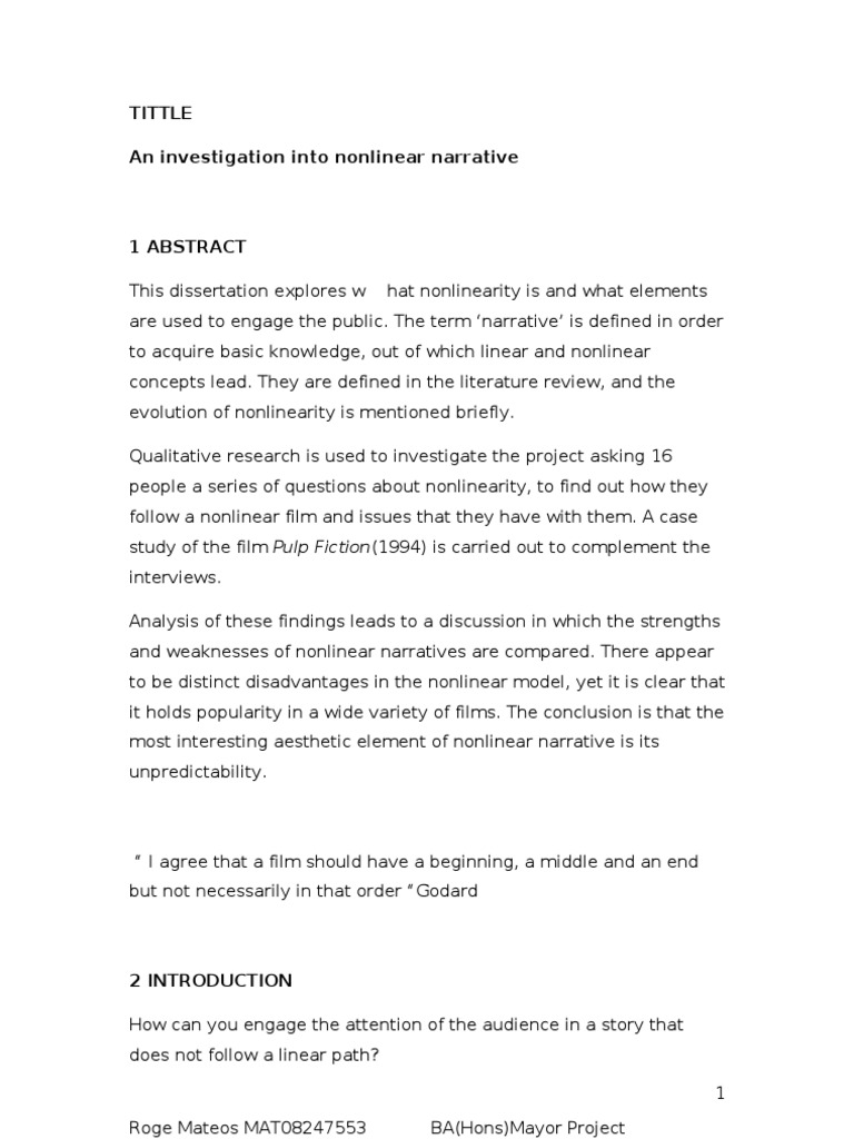Exploring Nonlinear Narrative Techniques | PDF | Social Science ...
