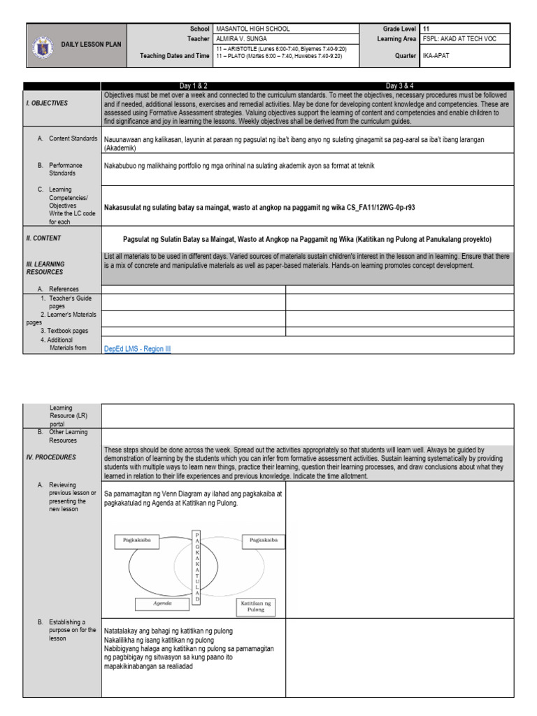 DLL - 2ND Week - FSPL - Akademik - 24-25 | PDF