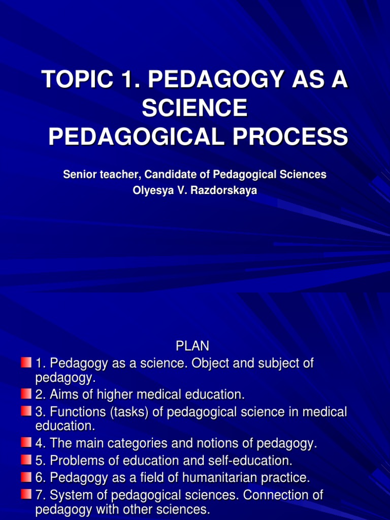 Topic 1. Pedagogy As A Science Pedagogical Process | PDF | Pedagogy ...