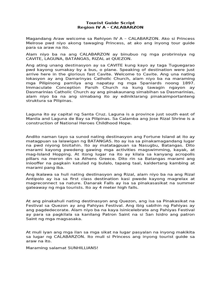 Tourist Guide Script Princess 5 | PDF