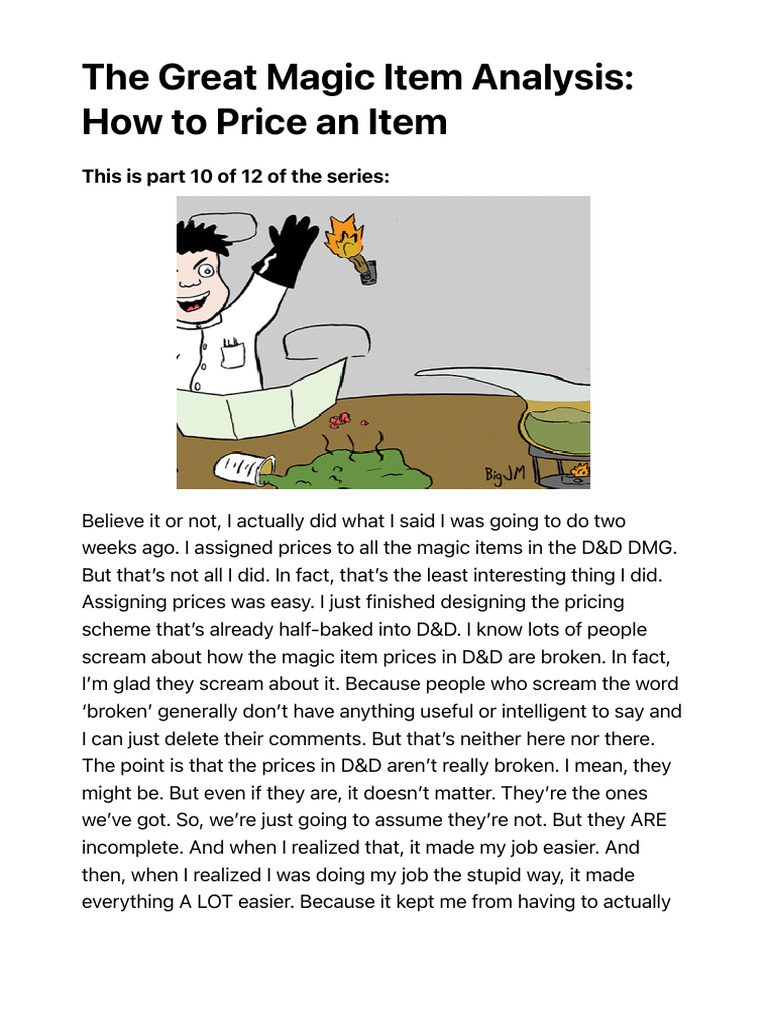The Great Magic Item Analysis - How To Price An Item The Angry GM | PDF ...