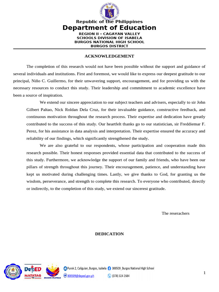 D. Template Pr2 Acknowledgement Dedication Abstract | PDF ...