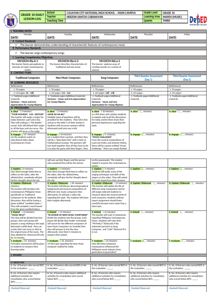 3rd Quarter - Week 1 - Music | PDF | Learning | Composers