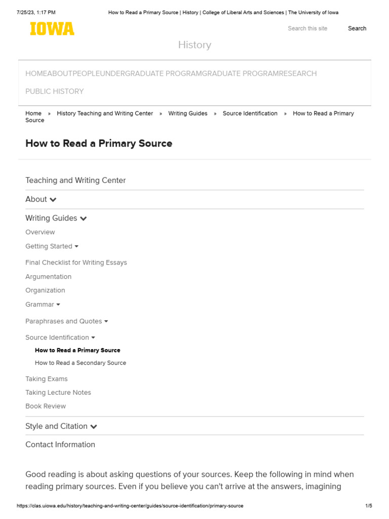 Guide to Reading Primary Sources | PDF | Epistemology | Reading ...