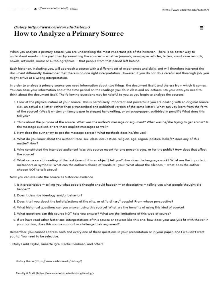 How To Analyze A Primary Source | PDF | Human Communication | Cognition