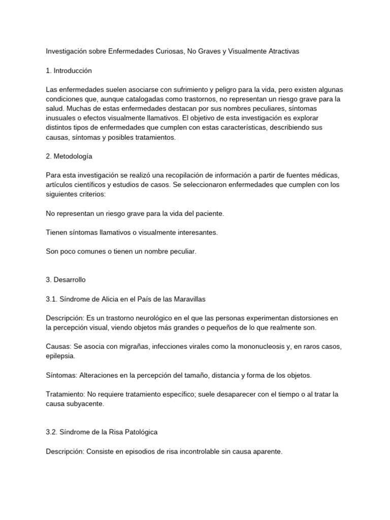 Enfermedades Curiosas y No Graves | PDF | Medicina | Enfermedades y ...