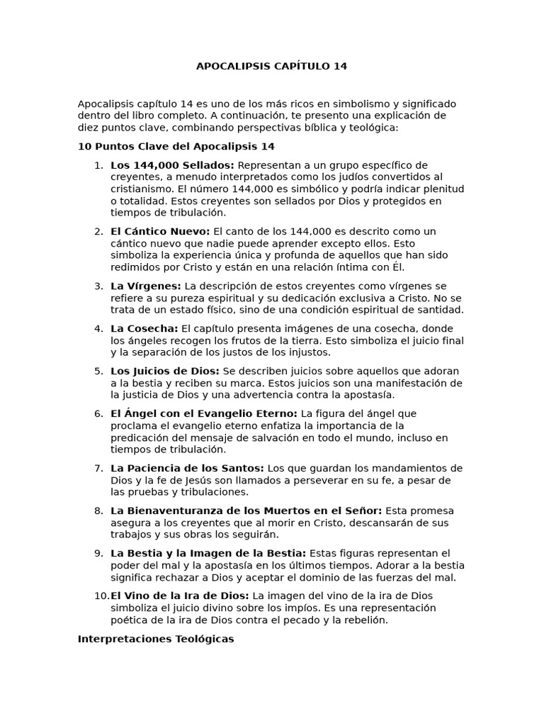 Advertencias y Simbolismo en Apocalipsis 14 | PDF | Libro de revelación ...