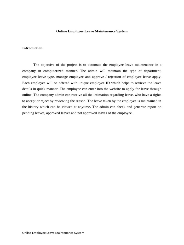 Online Employee Leave Management System | PDF | Php | My Sql