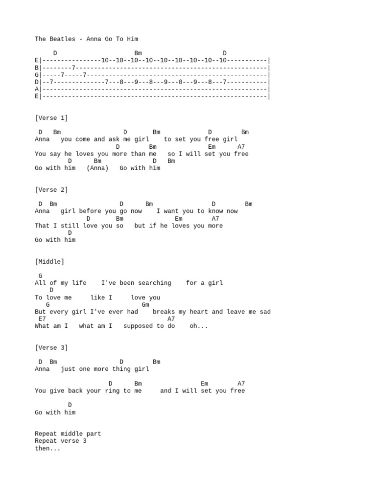 The Beatles - Anna Go To Him | PDF