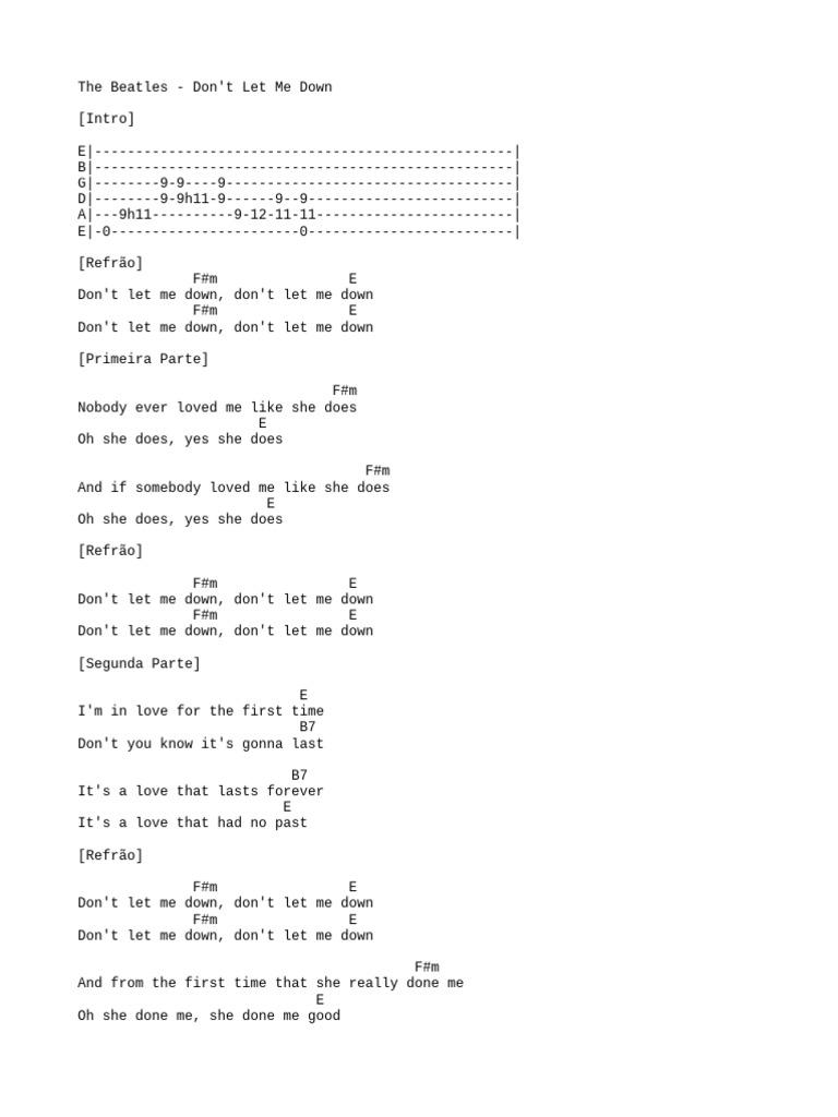 Beatles "Don't Let Me Down" Tabs | PDF