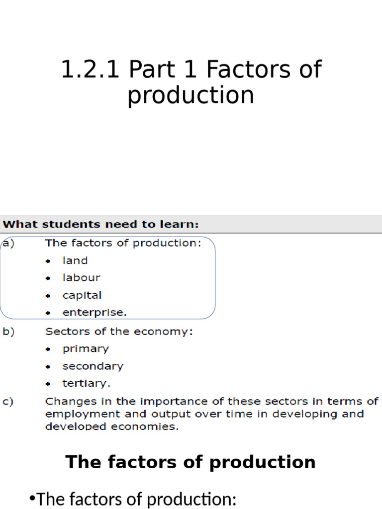 1.2.1 Part 1 Factors of Production | PDF | Capital (Economics) | Labour ...